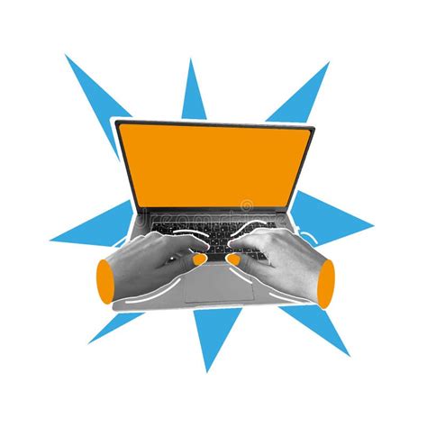 Programmer Day Trendy Illustration Collage With Hands Computer Stock