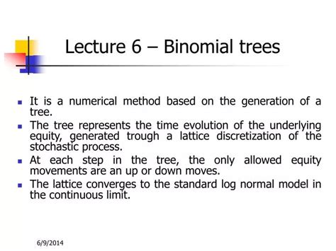 Ppt Lecture 6 Binomial Trees Powerpoint Presentation Free Download