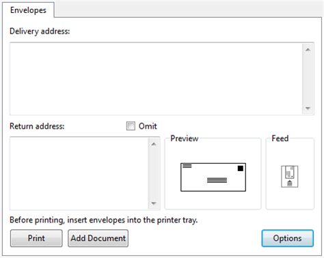 Print A Single Envelope Using Page Settings