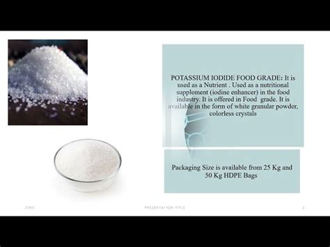 Iodine Compounds Potassium Iodide Food Grade Manufacturer From Hyderabad