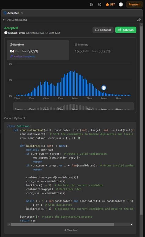 Daily Leetcode Combination Sum Ii Medium Michael Farmer Posted On The Topic Linkedin