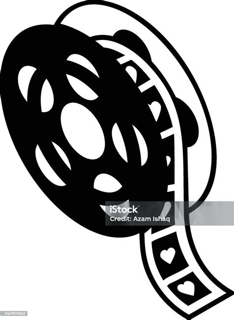 영화의 밤 개념 심장 벡터가 있는 영화 또는 릴 아이콘 디자인 사랑에 빠지다 상징 감정과 감각 기호 매혹 및 매력적인 스톡 일러스트레이션 영화 감독에 대한 스톡 벡터 아트