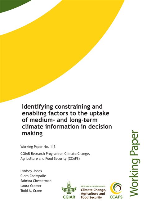 Pdf Identifying Constraining And Enabling Factors To The Uptake Of Medium And Long Term