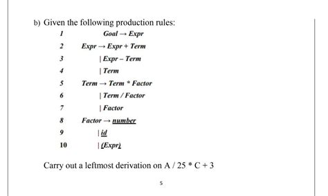 Solved Carry Out A Leftmost Derivation On A C Chegg