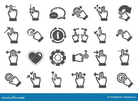 Touchscreen Gesture Icons Hand Swipe Slide Gesture Multitasking Vector Stock Vector