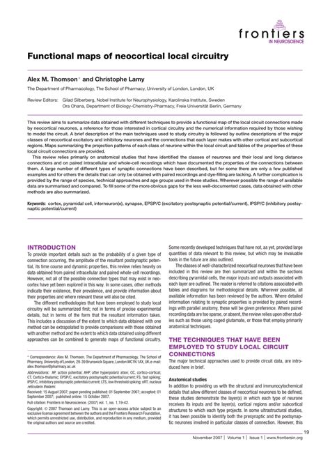 Pdf Functional Maps Of Neocortical Local Circuitry