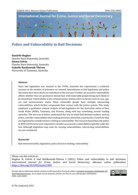 Pdf Police And Vulnerability In Bail Decisions