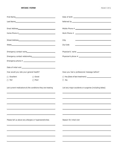 42 Printable Client Intake Forms Free Templates ᐅ Templatelab