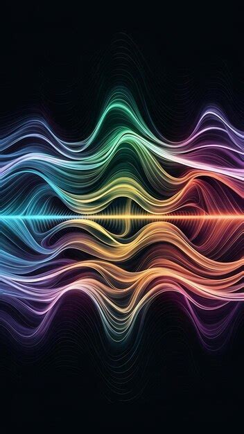 Multi Colored Sine Waves Pulsating On Dark Background Generated By