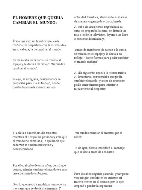 El Hombre Que Queria Cambiar El Mundo Pdf Autosuperación