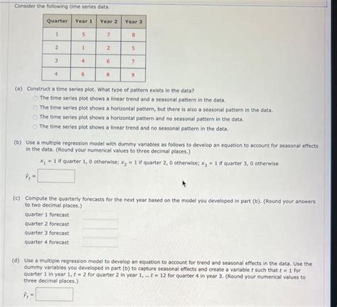 Solved A Construct A Time Series Plot What Type Of