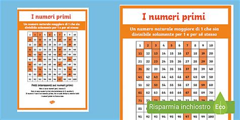 Tabella Dei Numeri Primi Scuola Primaria Teacher Made
