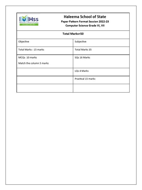 Compuer Science Paper Format 2023 24 Pdf