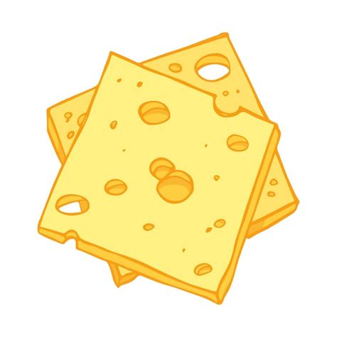 손으로 그린 치즈 부분과 조각 흰색 배경에 고립 치즈 아이콘 벡터 치즈 클립 아트 프리미엄 벡터