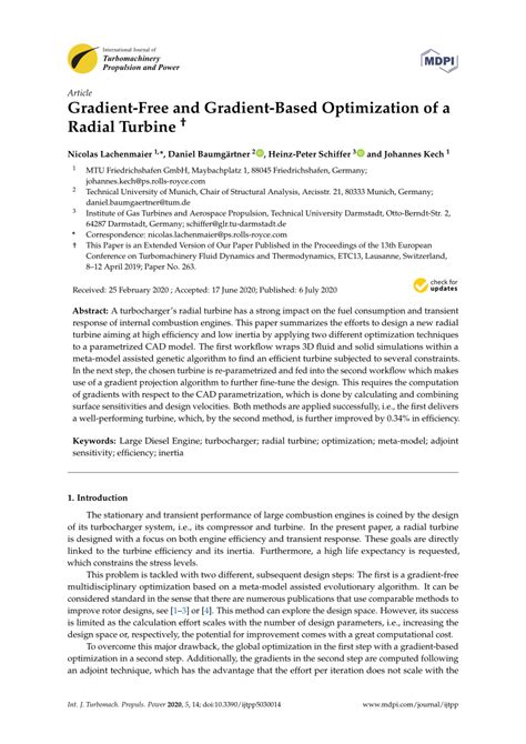 Pdf Gradient Free And Gradient Based Optimization Of A Radial Turbine