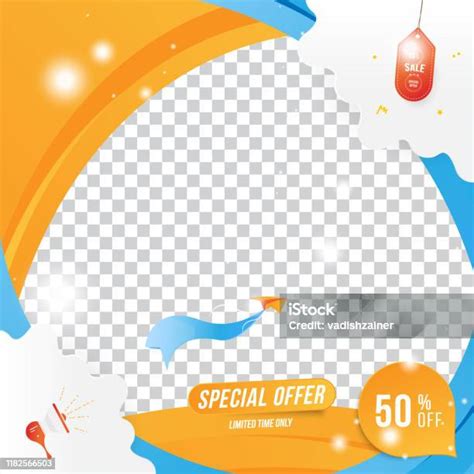 소셜 페이지에 대한 배너입니다 특별 제공 메가 세일 50 비행기 구름의 투명 한 배경에 라우드 스피커 종이와 빛나는 조명에서 잘라 개념에 대한 스톡 벡터 아트 및 기타
