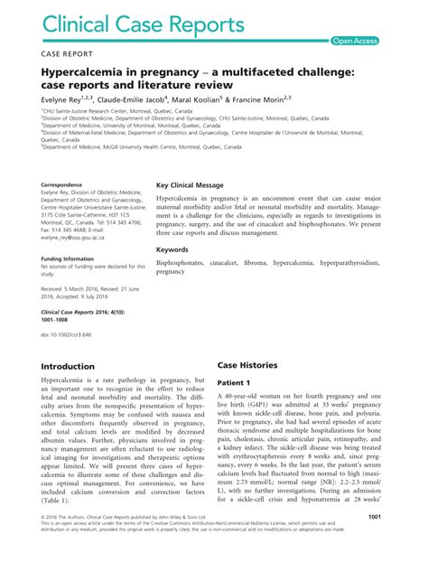Pdf Hypercalcemia In Pregnancy A Multifaceted Challenge Case Reports And Literature Review