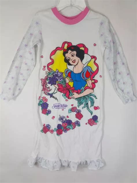 Walt Disney Snow White Seven Dwarfs Girls Nightgown Size 10 Vintage 80s