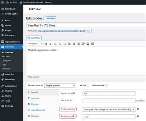 Product Sample For Woocommerce Kestrel