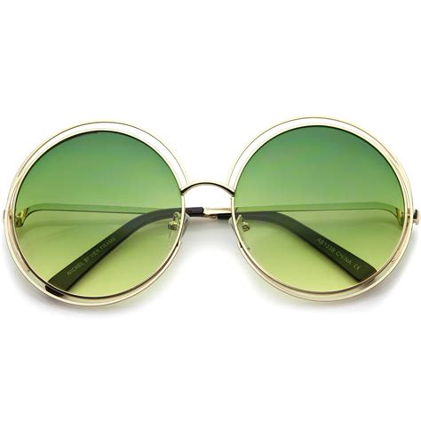 Womens Retro Hippie Oversize Round Gradient Lens Sunglasses Zerouv
