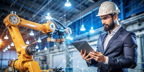 Manager Technical Industrial Engineer Working And Control Robotics With