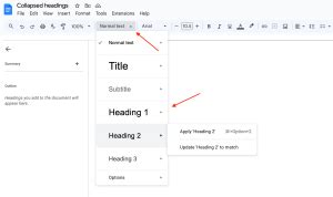 How To Add Collapsible Expandable Headings In Google Docs
