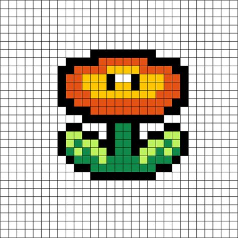 Flor Fuego Mario Bros Plantillas Hama Beads Pixel Art Pixel Art Grid