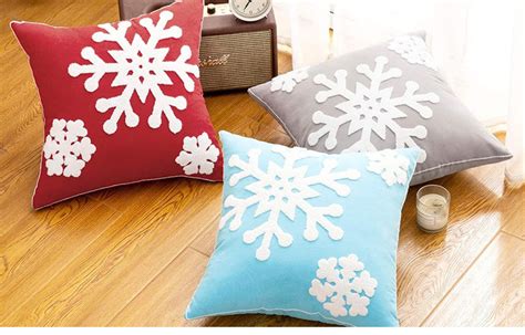 跨境亚马逊现代简约家居雪花刺绣棉布抱枕圣诞客厅沙发坐靠垫temu 阿里巴巴