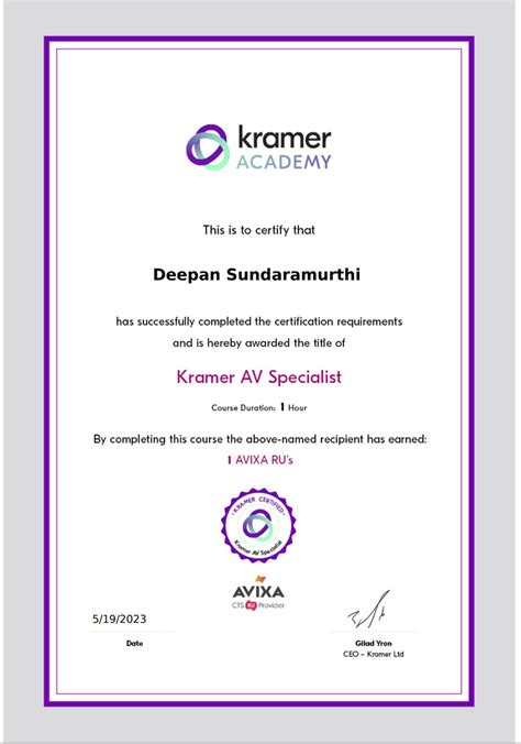 Deepan S On Linkedin Im Happy 😊 To Share That Obtained New Kramer