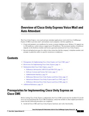 Fillable Online The Cisco Unity Express Voice Mail And Auto Attendant Applications Work With