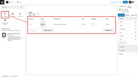 Product Cart Table Block Woolentor