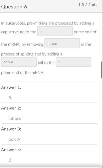 Solved In Eukaryotes Pre Mrnas Are Processed By Adding A