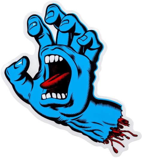 Santa Cruz Screaming Hand Skateboard Sticker In Blue 15cm New
