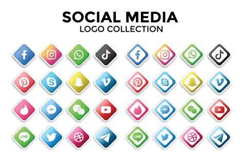 3d Color Social Media Icons Modern Icons Set 11908057 Vector Art At