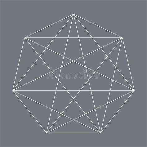 Geometric Heptagon Polygon With Diagonal Angles Drawn Geometry Vector