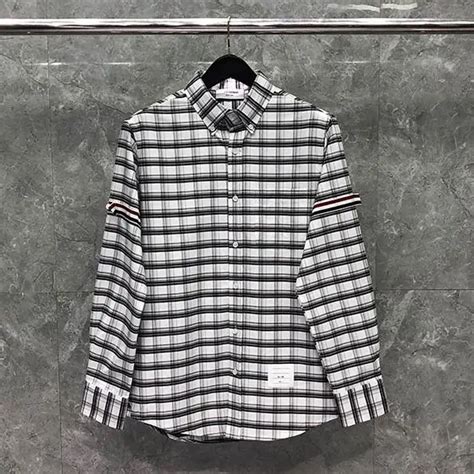 Tb Thom 남성용 슬림 긴팔 캐주얼 격자 무늬 셔츠 턴다운 칼라 옥스포드 코튼 남성 의류 2022 패션 브랜드 셔츠 Aliexpress