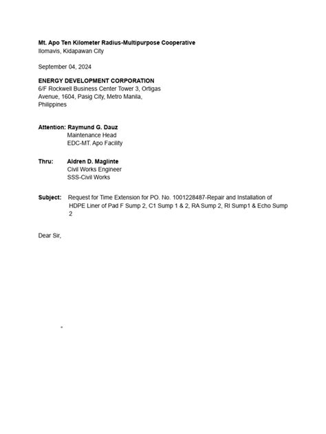 Eot Request Letter Pdf