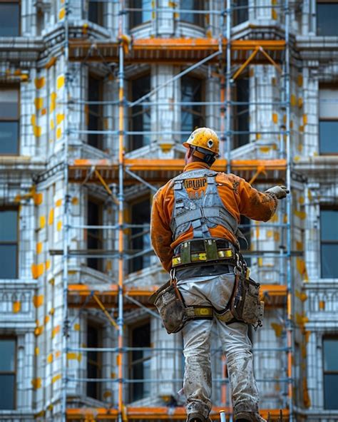 Premium Photo A Construction Worker Erecting Scaffolding Wallpaper