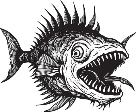 Fiendish Fins Angular Fish Vector Emblem Malignant Mariner Sinister Angular Creature Fish Icon Fiendish Fins Angular Fish Vector Emblem Malignant Mariner Sinister Angular Creature Fish Icon