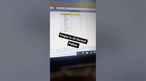 Proper In Excel In Just 30sec Exceltech Computer Excel Shorts Shortvideo Youtube