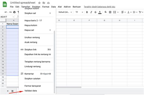 Cara Membuat Daftar Pilihan Dropdown List Dengan Validation Data Di