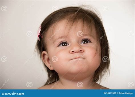 Portrait Of Adorable Brunette Baby Girl Stock Image Image Of Cute Human