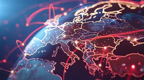 Abstract Global Network Concept With Planet Earth And Connecting Lines In Space Against A Blue