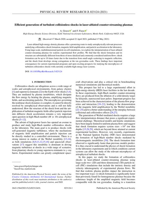Pdf Efficient Generation Of Turbulent Collisionless Shocks In Laser