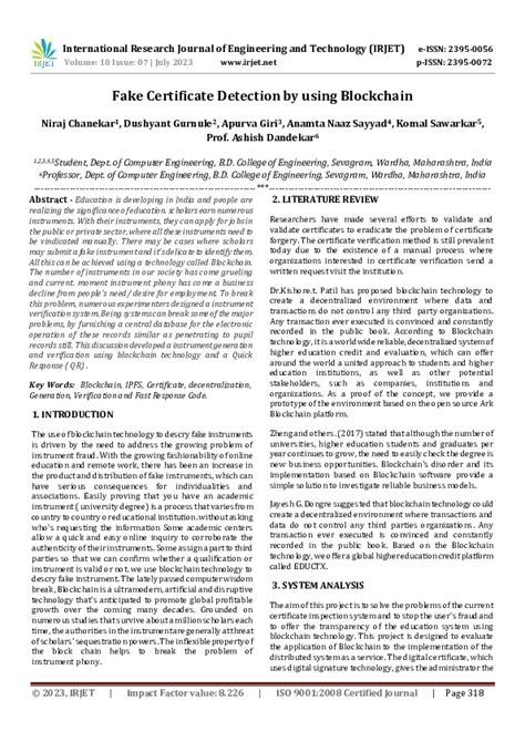 Pdf Fake Certificate Detection By Using Blockchain