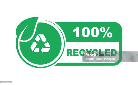 100 재활용 라벨 재활용 아이콘입니다 생태 기호입니다 폐기물 제로 재활용 재사용 및 감소 환경 보호 기호입니다 벡터 그림입니다 플라스틱에 대한 스톡 벡터 아트 및 기타