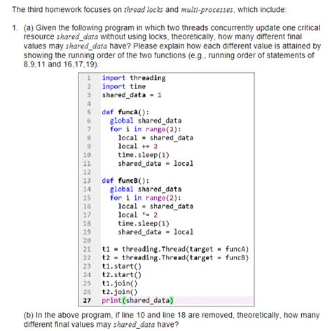 Solved The Third Homework Focuses On Thread Locks And