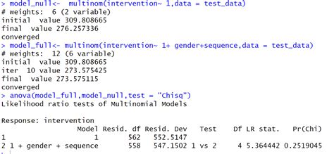 Regression How To Perform Model Comparison Based On Multinom Function Of Nnet Package In R