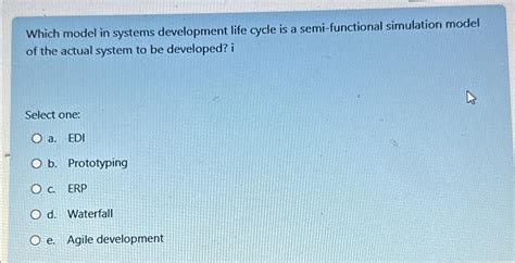 Solved Which Model In Systems Development Life Cycle Is A