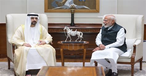 பிரதமர் மோடியுடன் துபாய் பட்டத்து இளவரசர் சந்திப்பு